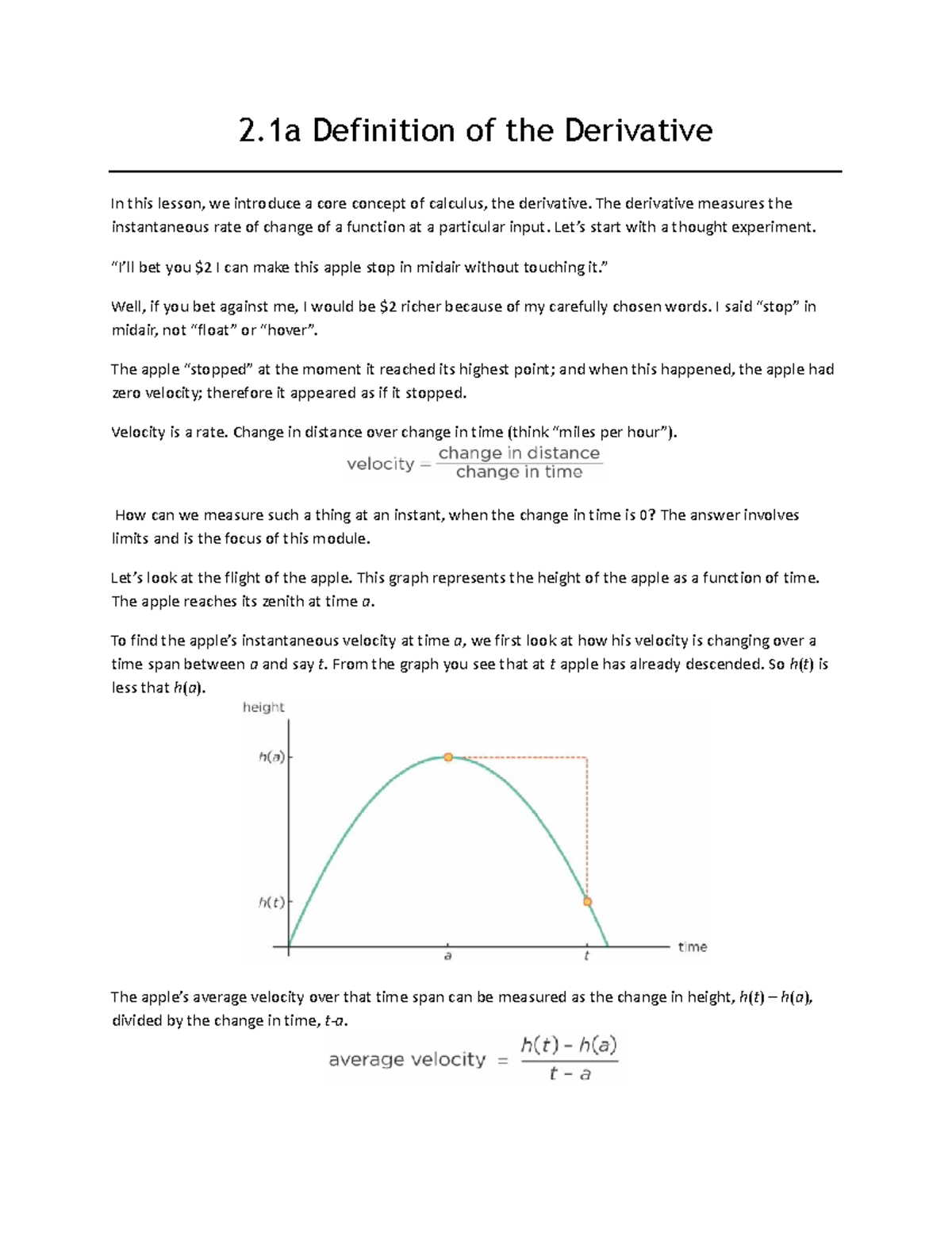 2.1a Understanding the Derivative: Concepts and Applications - Studocu