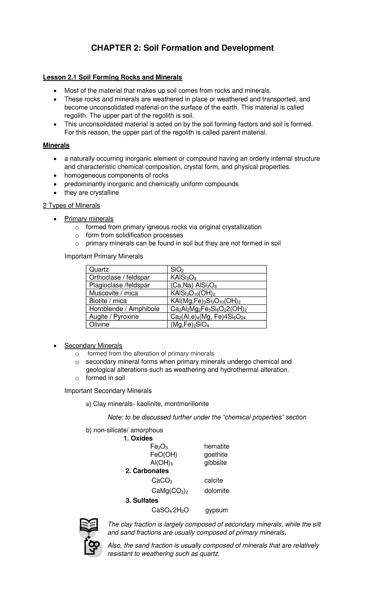 Chapter 2: Soil Formation & Development - Key Concepts and Minerals - Studocu