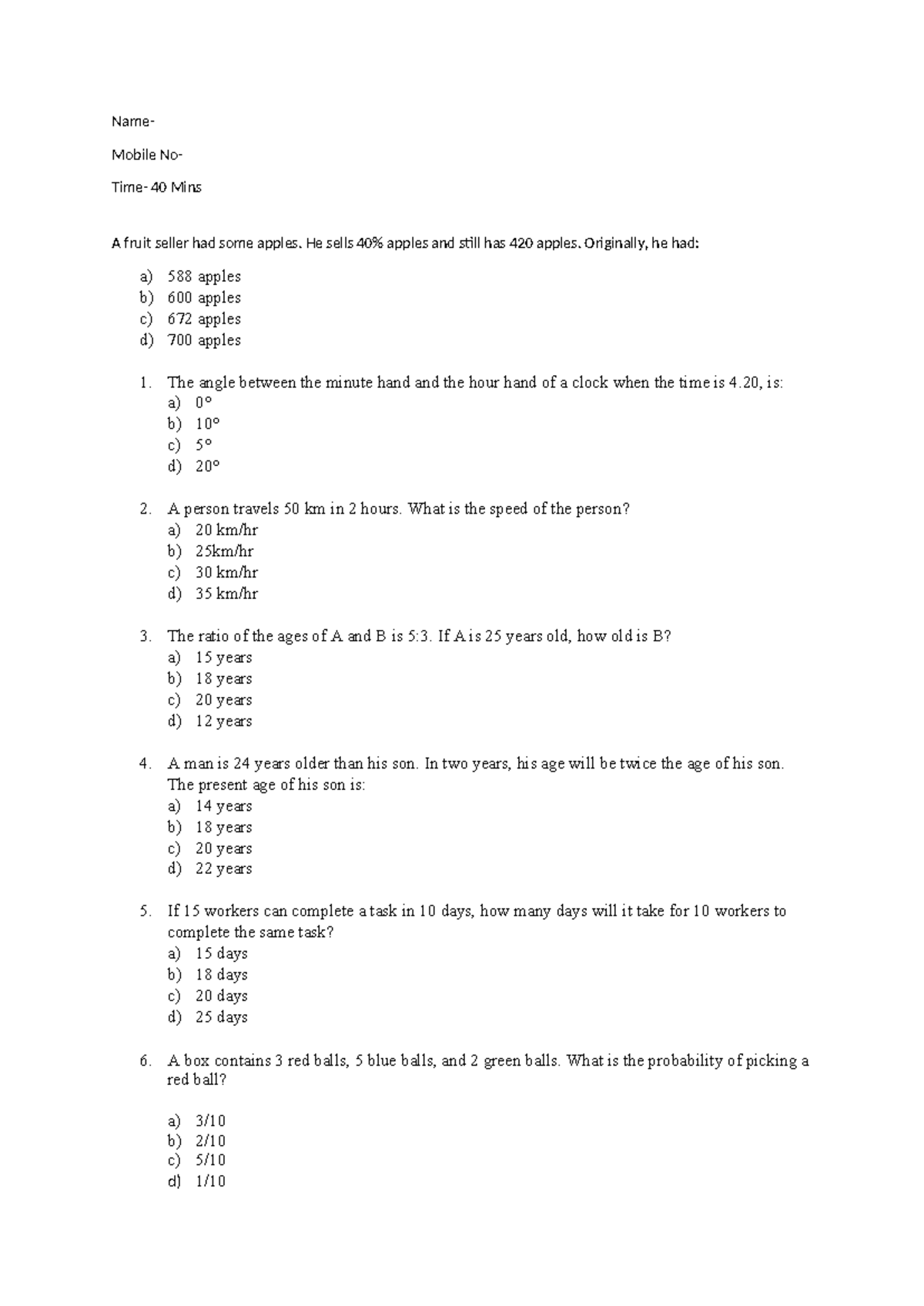 Developer Interview - Apti: AI & Problem Solving Questions - Studocu