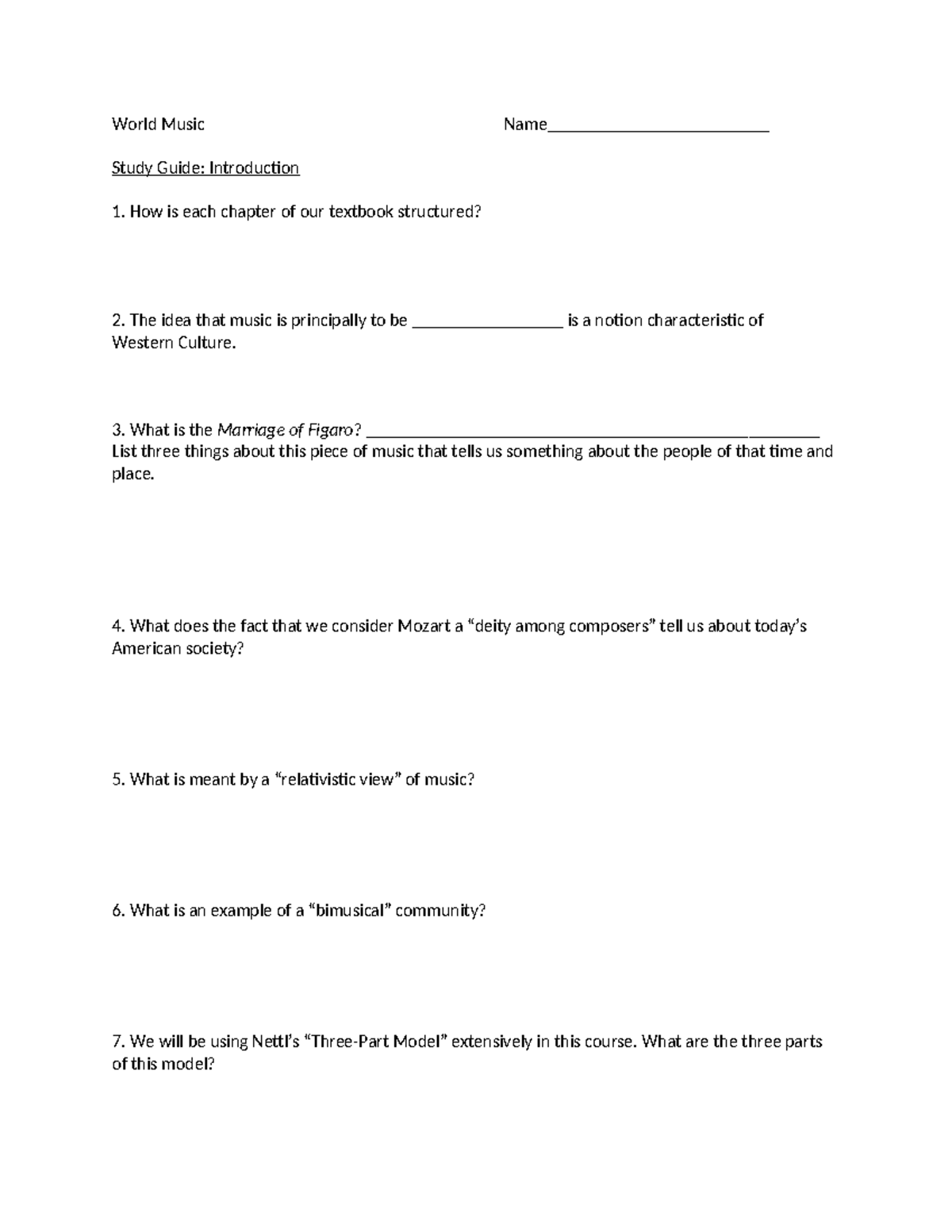 World Music Study Guide: Intro to Key Concepts and Themes - Studocu
