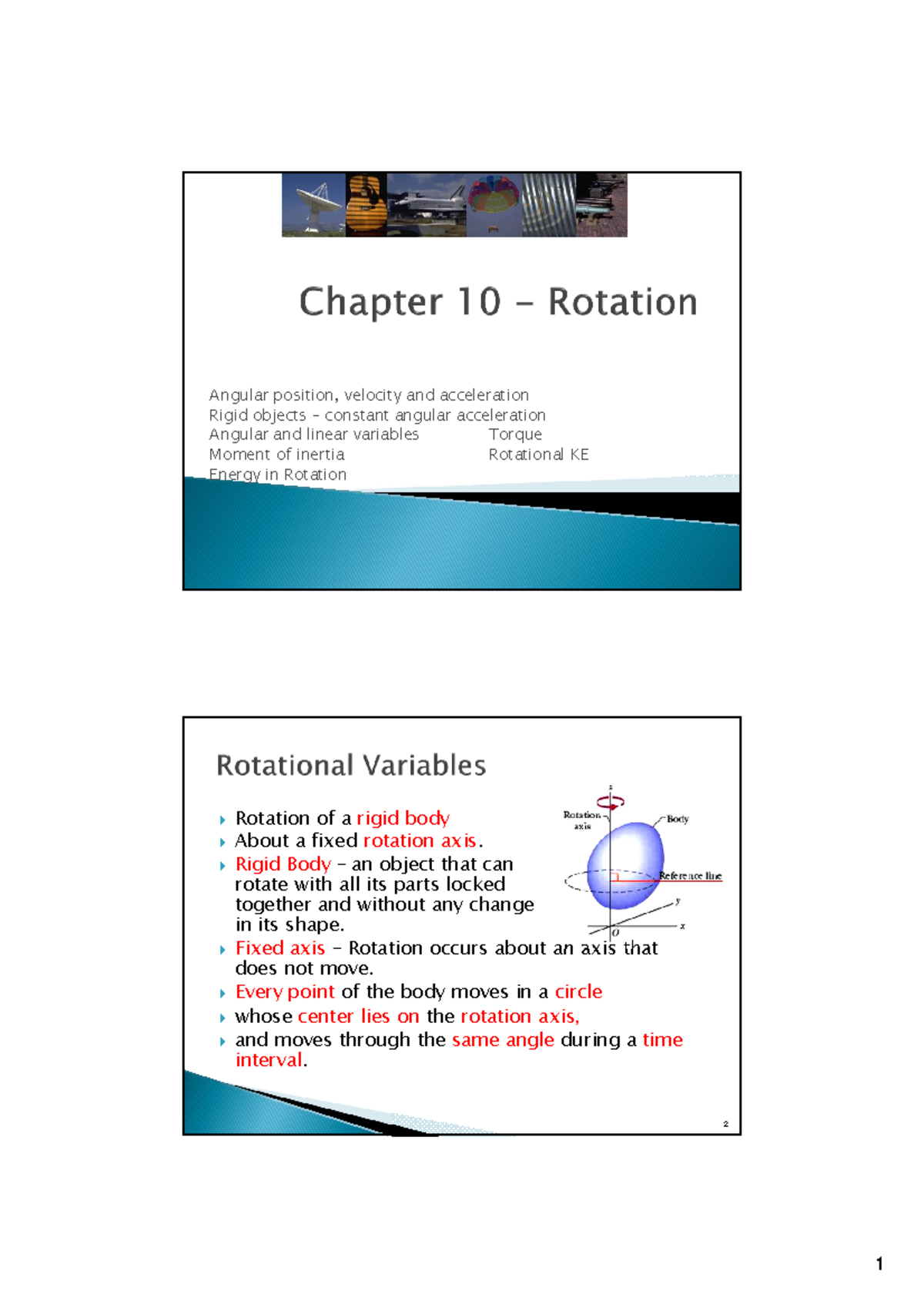 Chapter 10 - Detailed Notes on Rotation Concepts (Phys 101) - Studocu