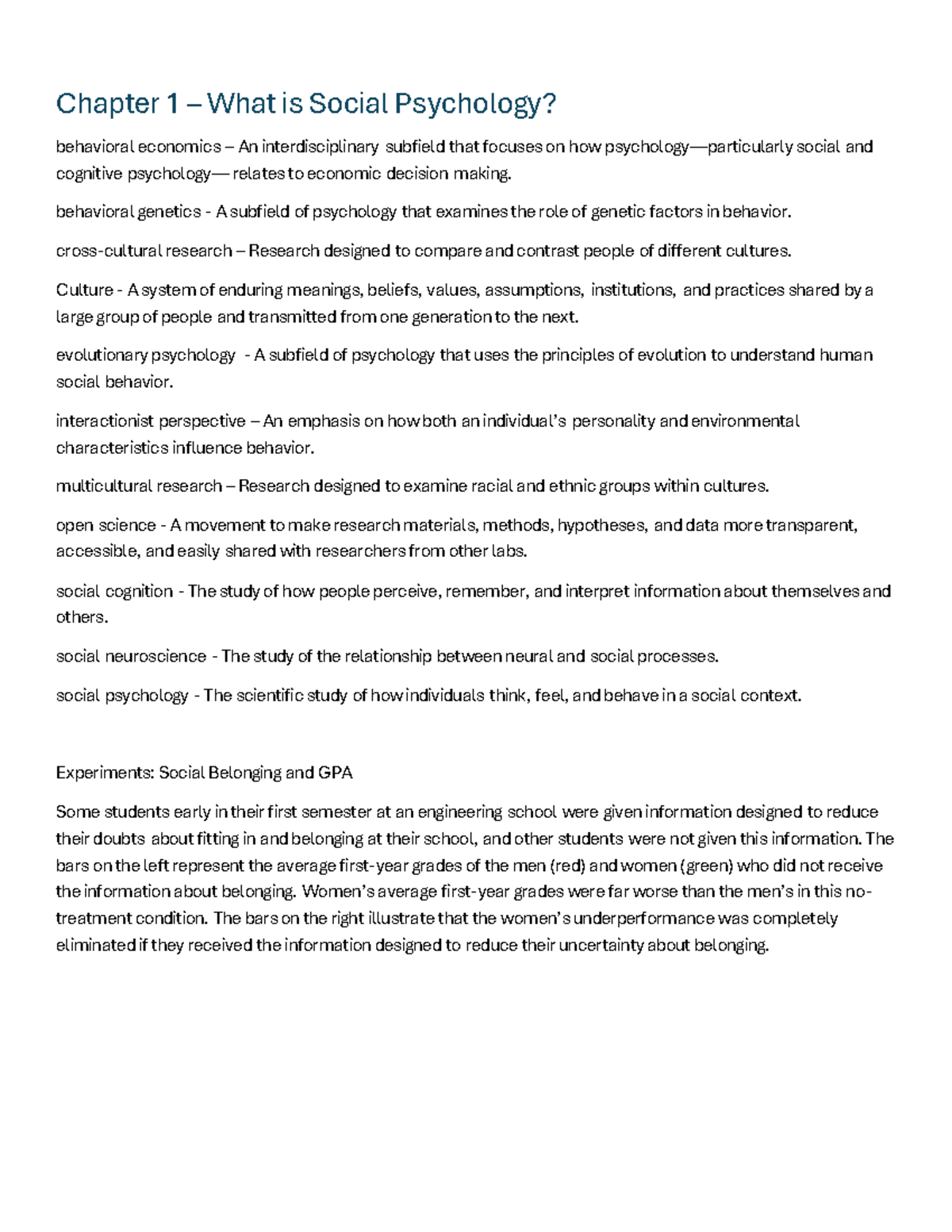 PSYC 215 Chapter 1-3 Key Definitions and Experiments in Social ...