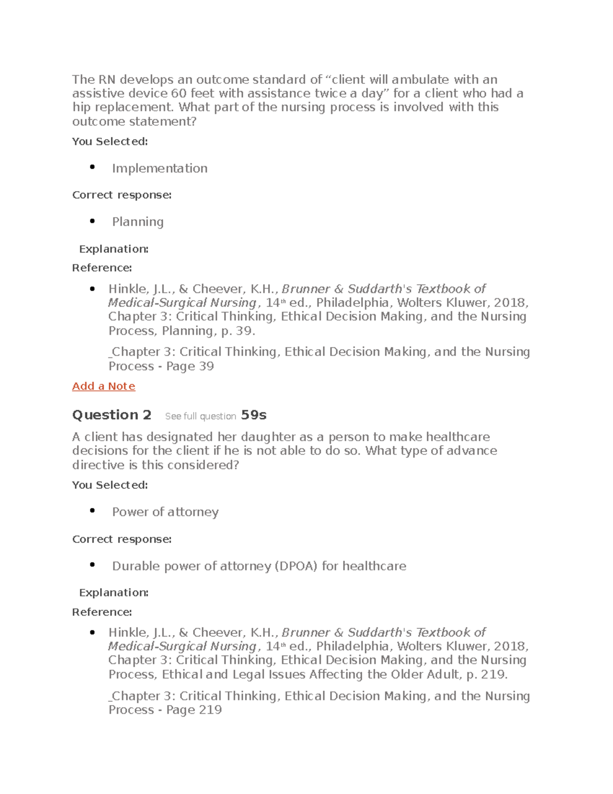 Med-Surg Nursing Practice Quiz for Chapters 3-10 Review - Studocu