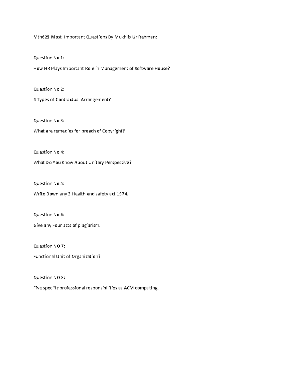 CS625 Most Important Questions & Key Topics for Review - Studocu