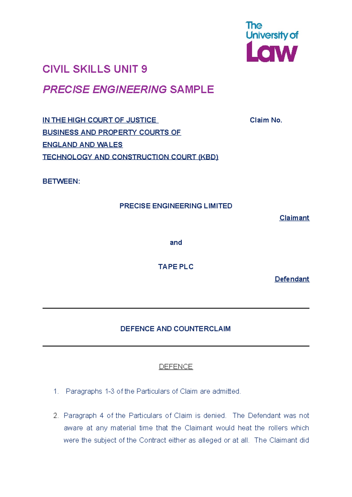 Precise Defence - drafting - CIVIL SKILLS UNIT 9 PRECISE ENGINEERING ...