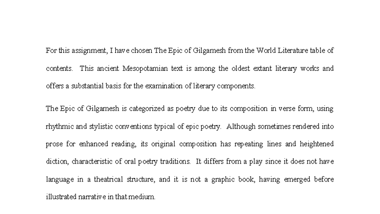 World Literature Analysis: The Epic of Gilgamesh (Unit 1) - Studocu