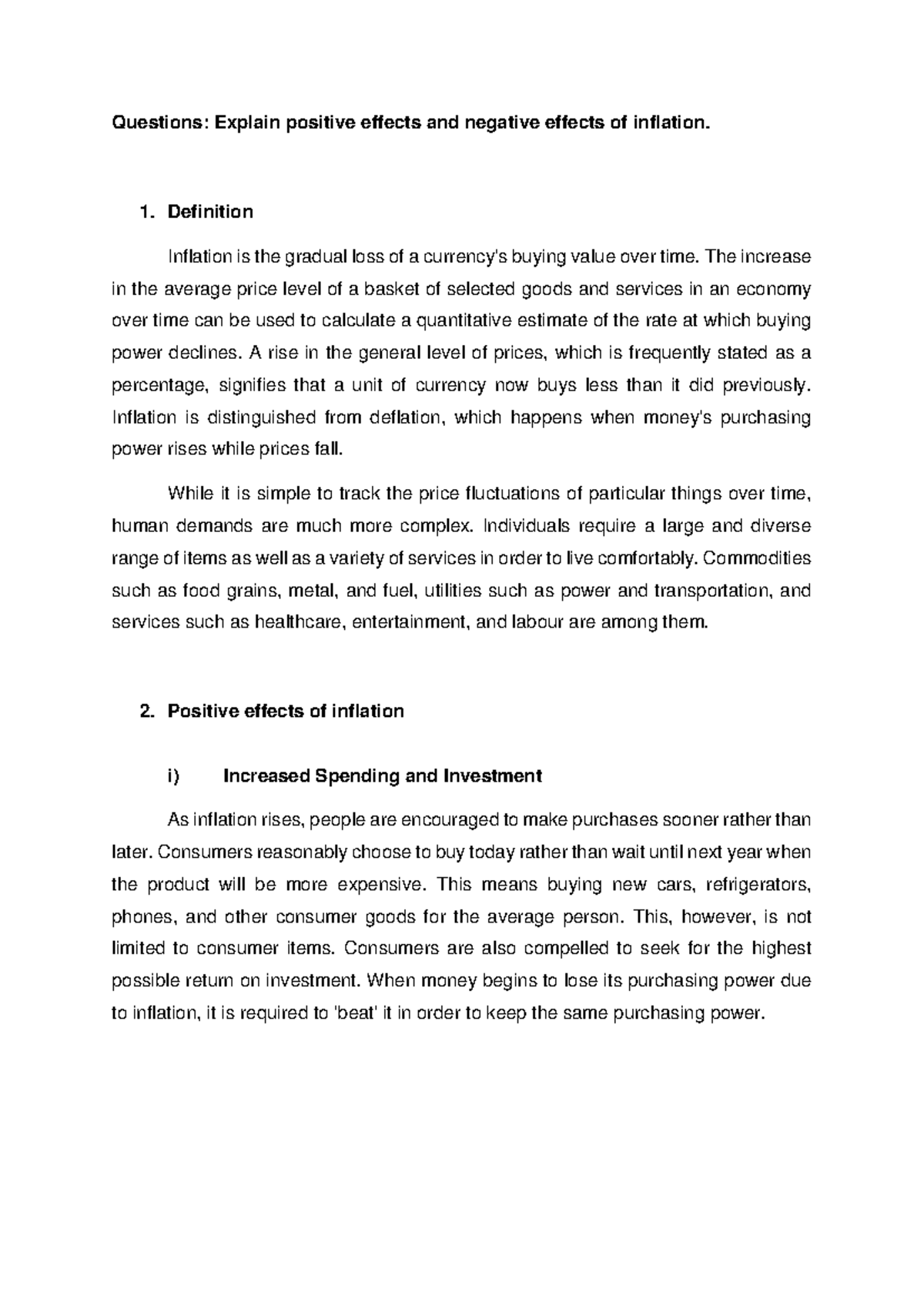 Positive and Negative Effects of Inflation: An In-Depth Analysis - Studocu