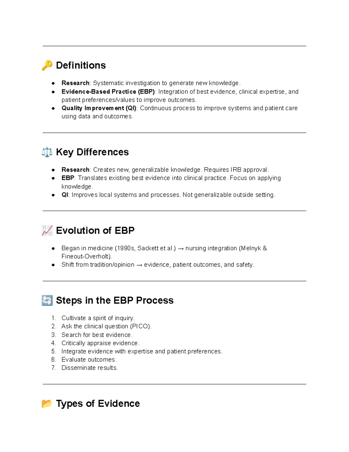 Midterm Study Guide: EBP, Research, and QI Concepts - Studocu
