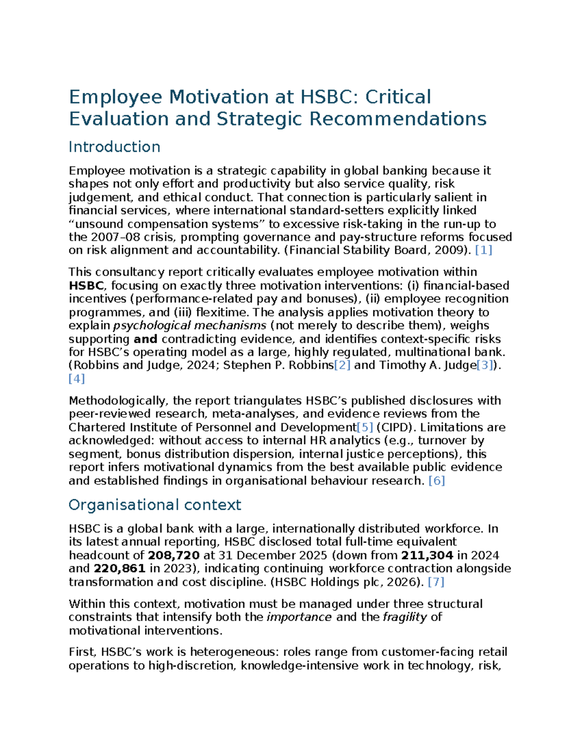 Employee Motivation at HSBC: Critical Evaluation & Strategies (HRM 2023 ...