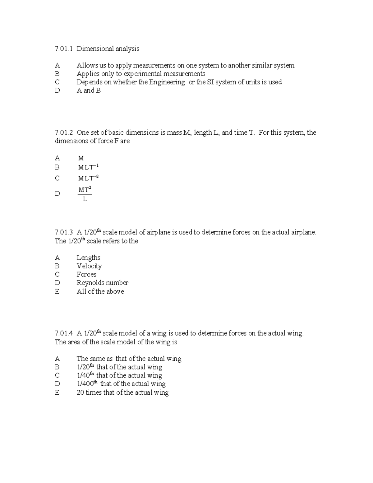 Concept Questions for Test 3 in Dimensional Analysis 7.01 - Studocu