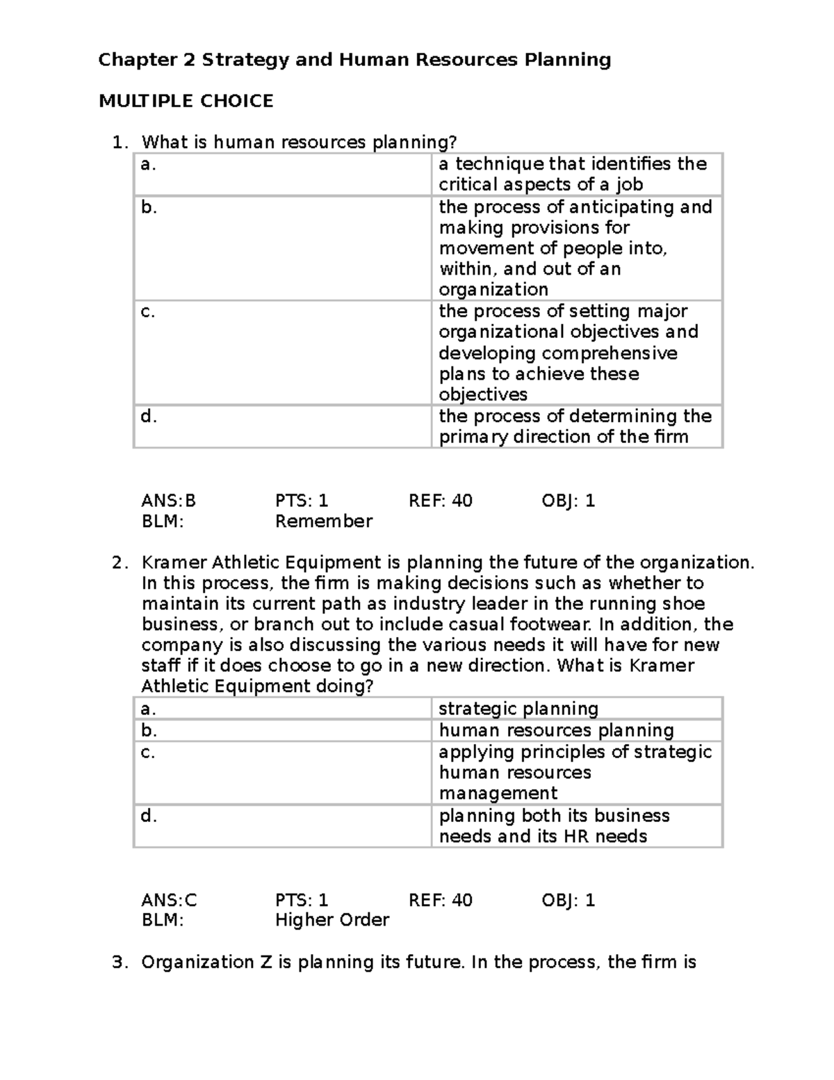 Ch02 TB Belcourt 7Ce 1 - test bank for midterm - Chapter 2 Strategy and ...
