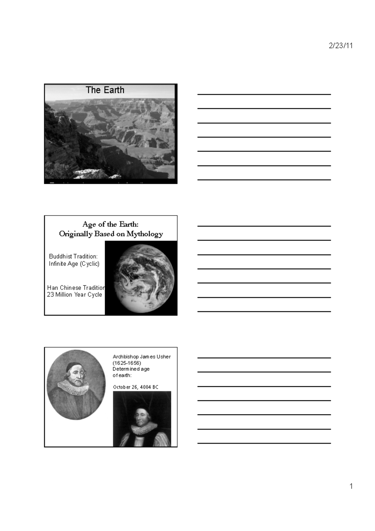 10011 Lecture 10 - Earth’s unique record of sediments The Earth Age of ...