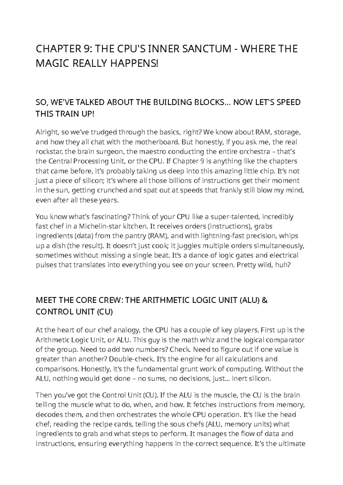 How Computers Work: Chapter 9 Review on CPU Functions and Performance ...