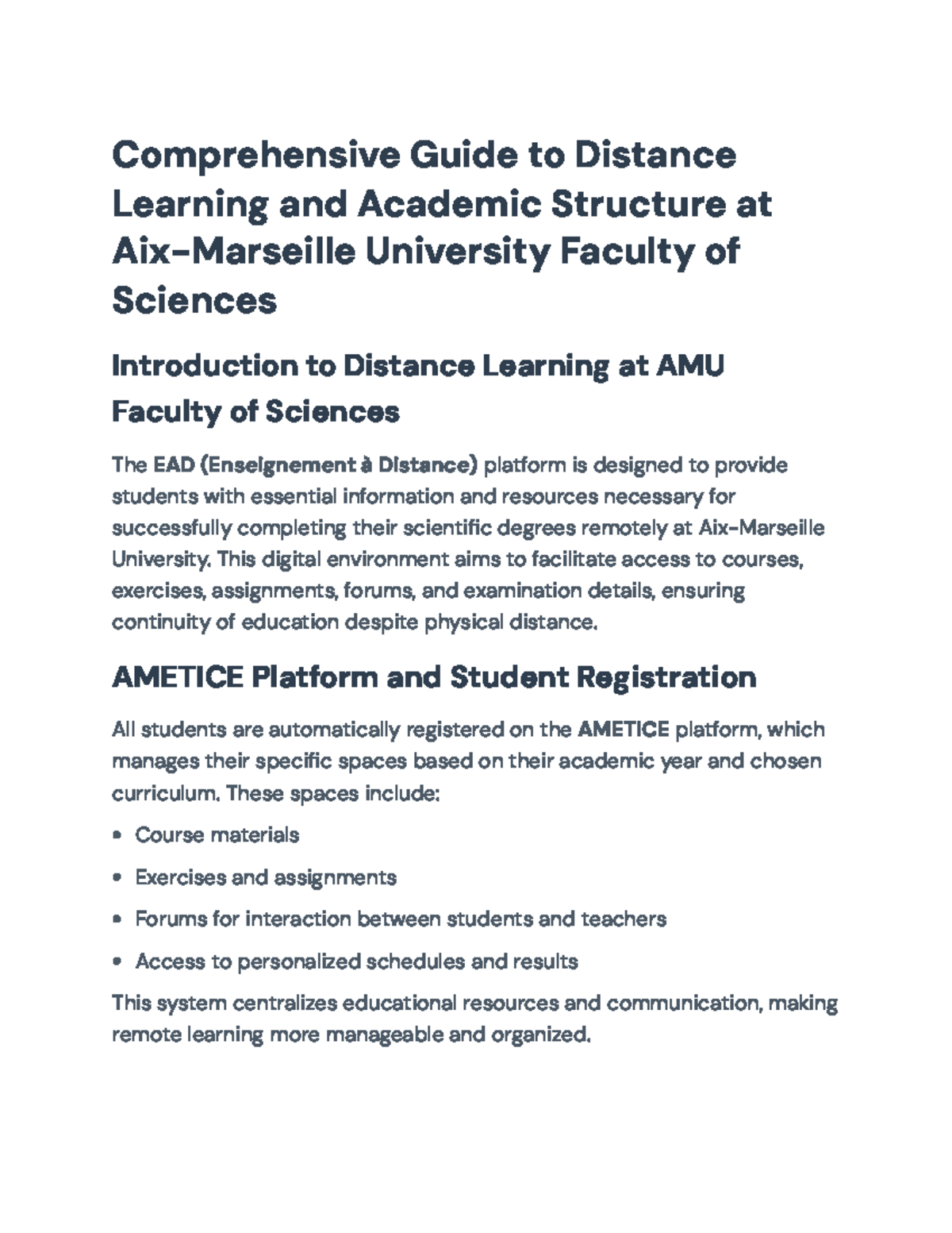 Comprehensive Guide to Distance Learning at AMU (EADS 2024-2025) - Studocu