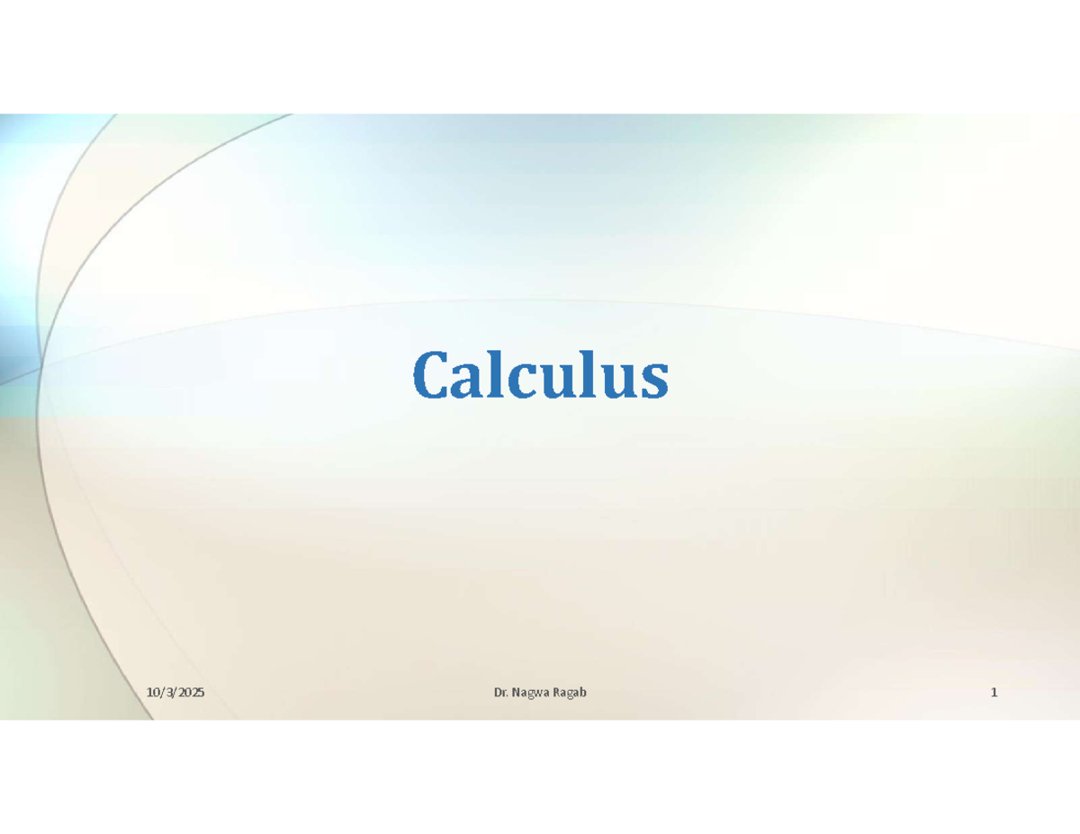 Calculus Lecture 1: Limits, Derivatives, and Integrals Overview - Studocu
