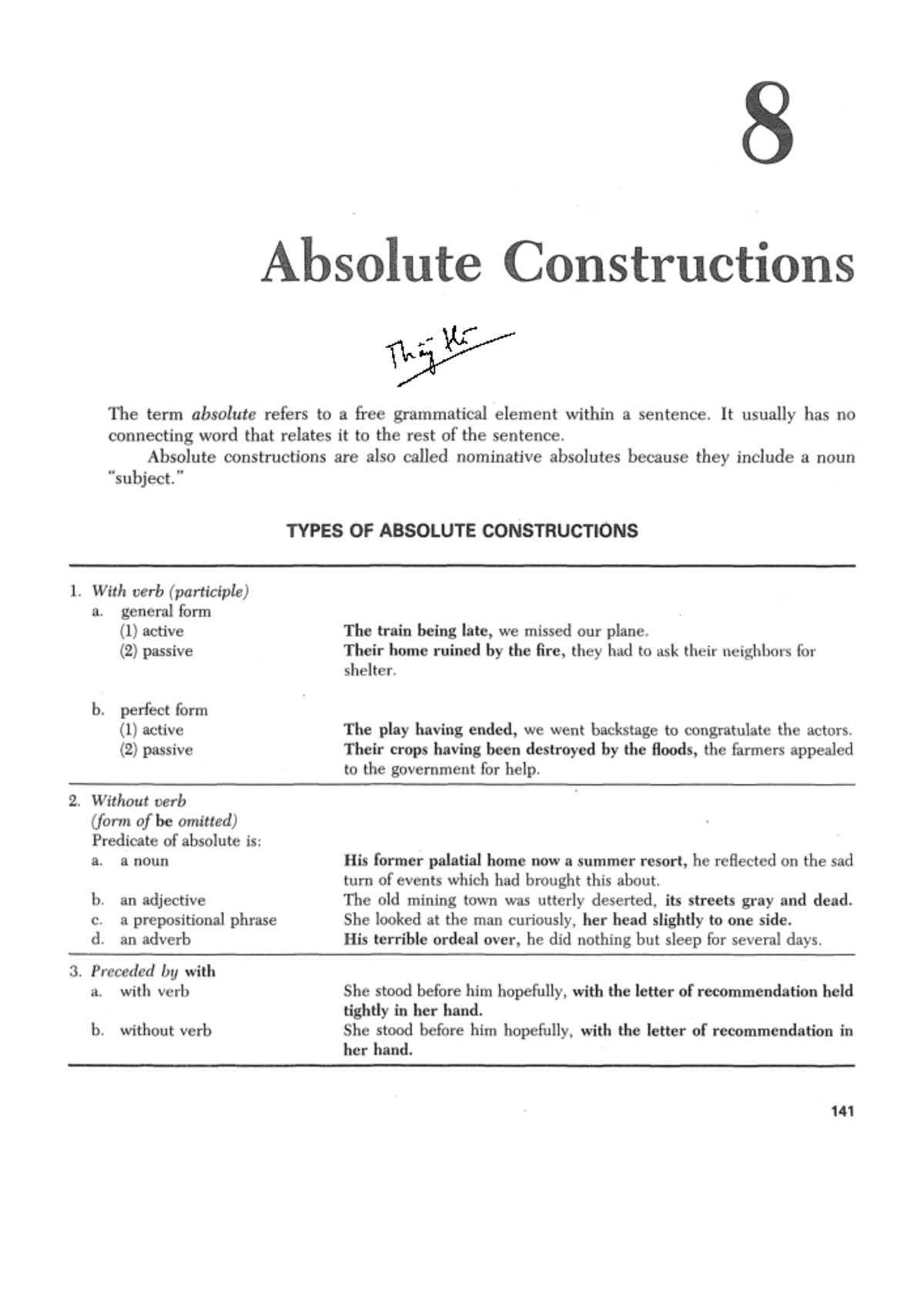 Modern English Grammar: Understanding Absolute Constructions - Studocu
