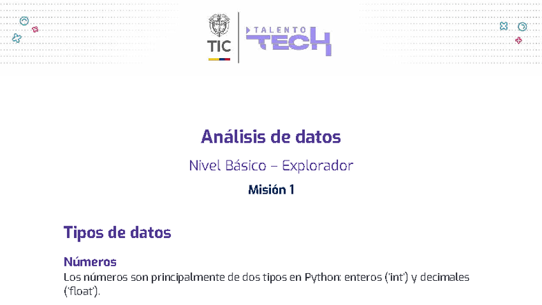 Misión 1 - Tema 2: Tipos de Datos en Python - Nivel Básico - Studocu