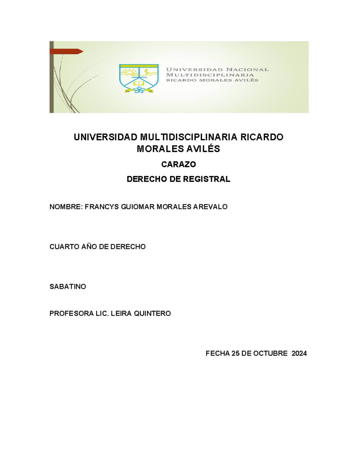 Trabajo de Derecho Registral: Propiedad Horizontal - Francys Morales ...