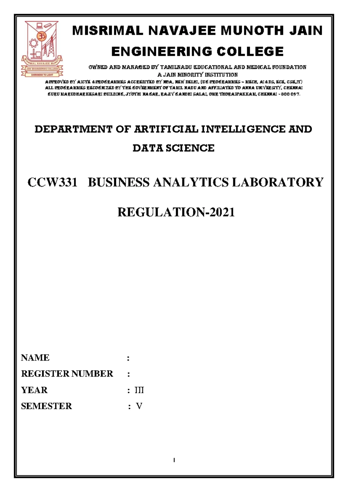 CS3501 Compiler Design LAB Manual: Practical Implementations & Experiments - Studocu