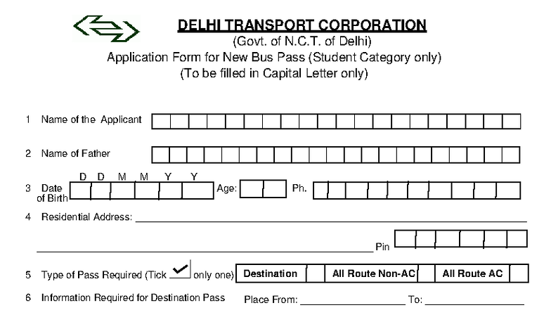 DTC Bus Pass Application Form - Student Category Assignment - Studocu