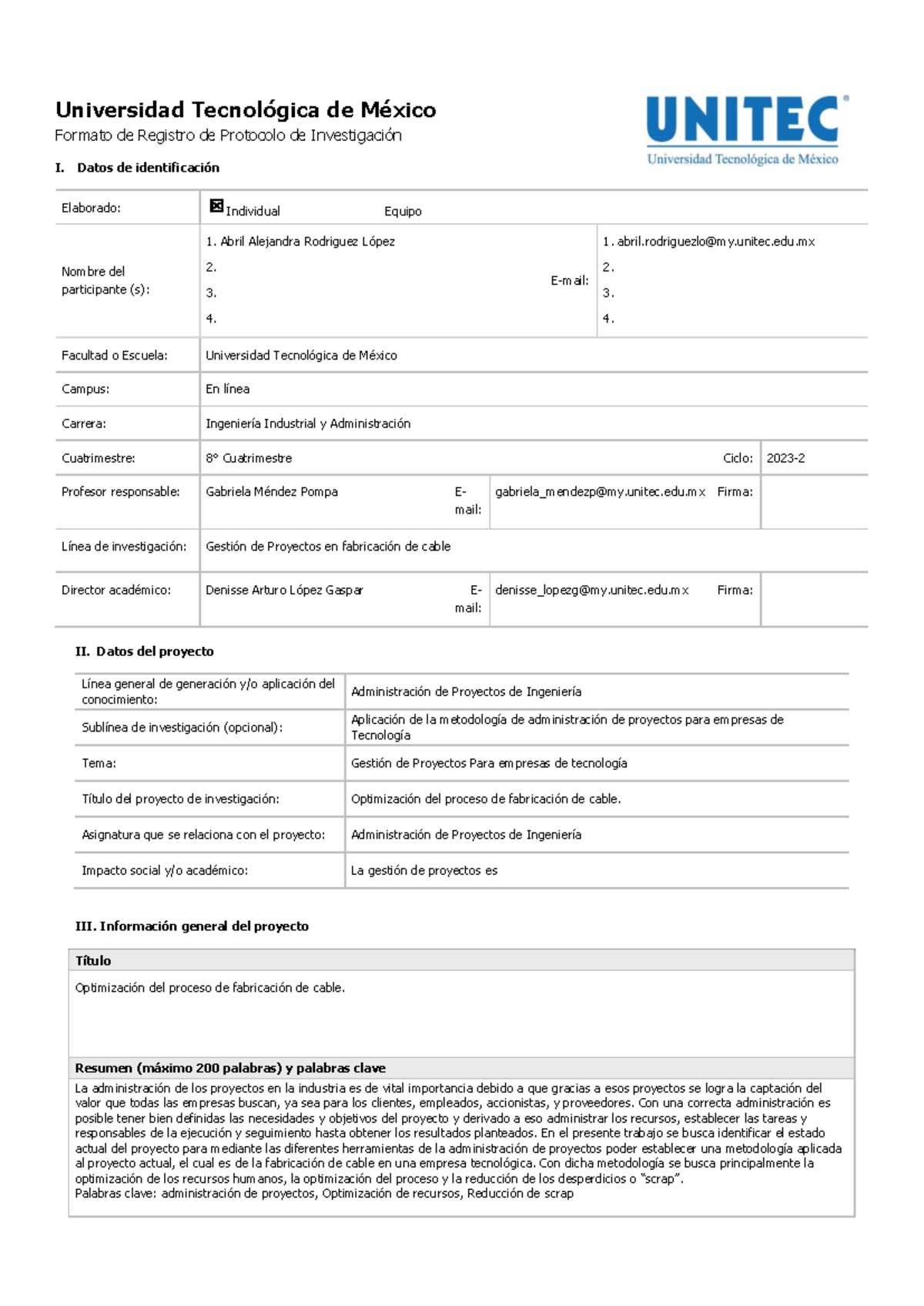 Optimización de Proyectos de Ingeniería: Entregable 1 - 8° Cuatrimestre ...