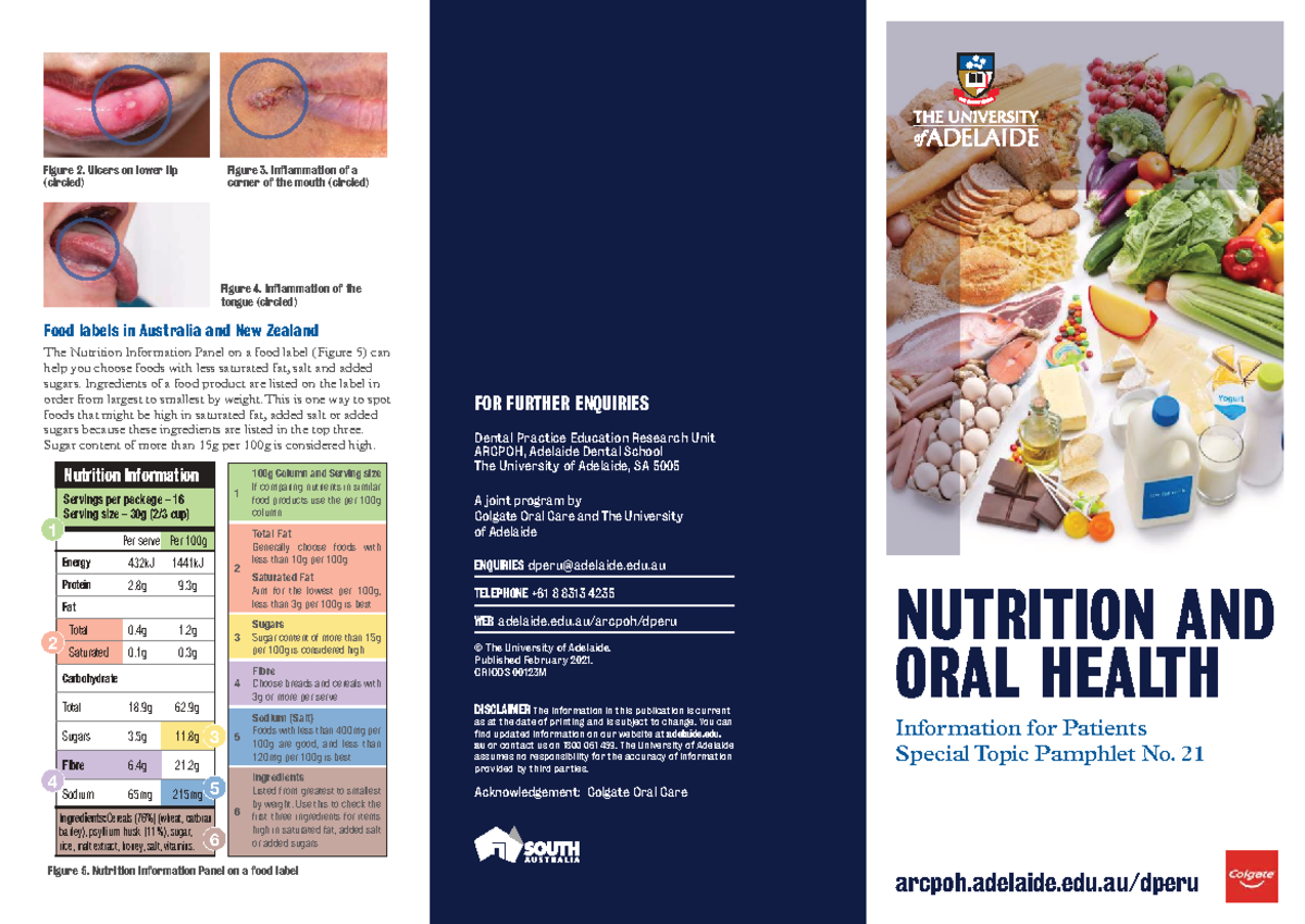 Pamphlet nutrition and oral health - NUTRITION AND ORAL HEALTH ...