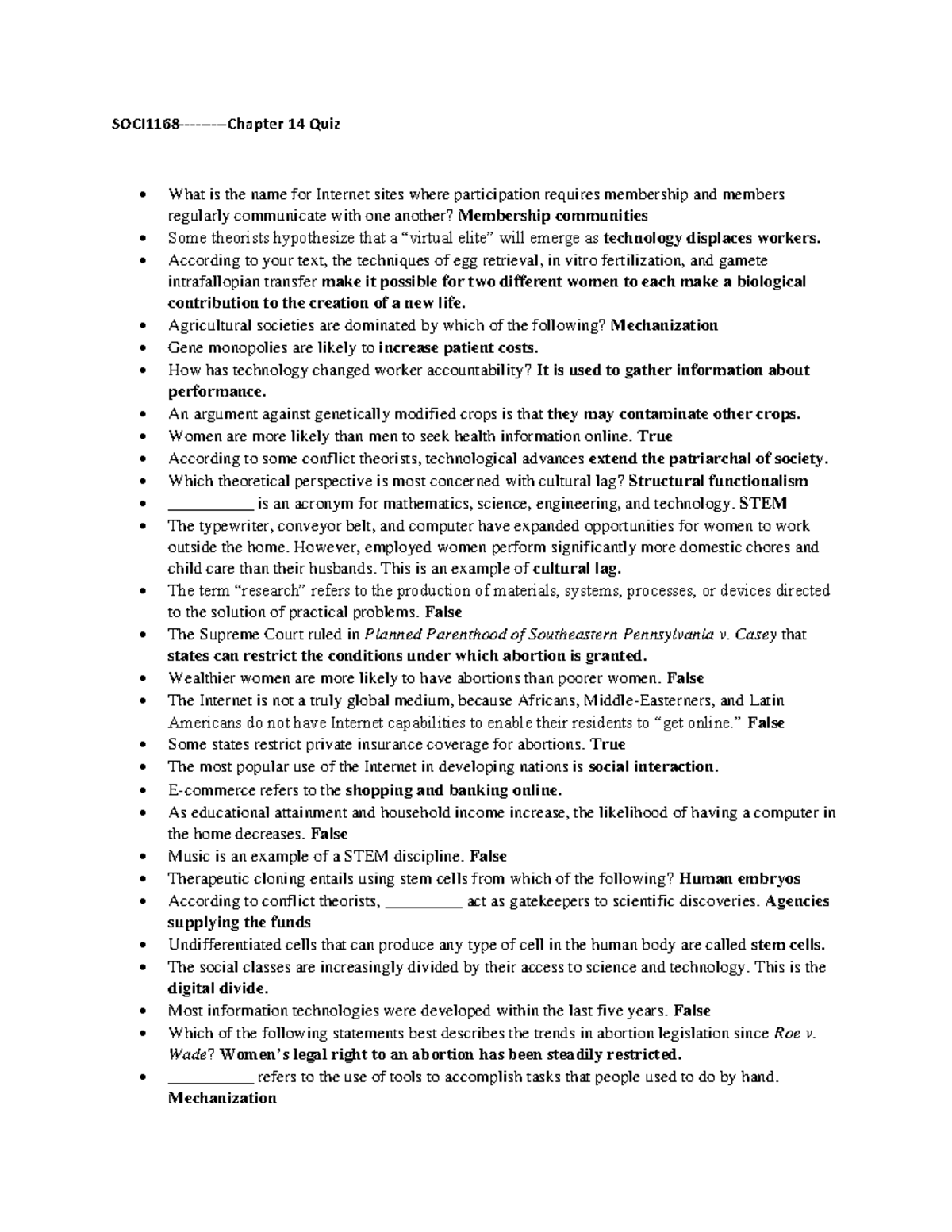 SOCI1168: Quiz on Key Concepts from Social Problems Chapter 14 - Studocu
