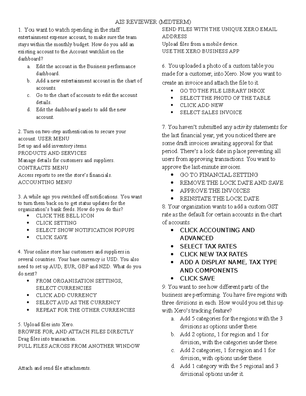 AIS - Midterm Exam Reviewer: Key Concepts and Practices - Studocu