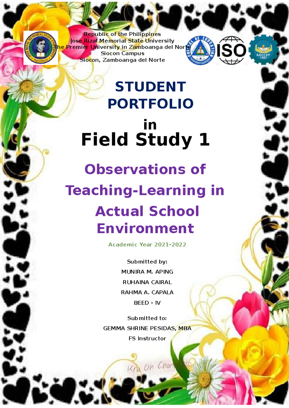 Field Study 1: Observations of Teaching-Learning in Schools - Studocu