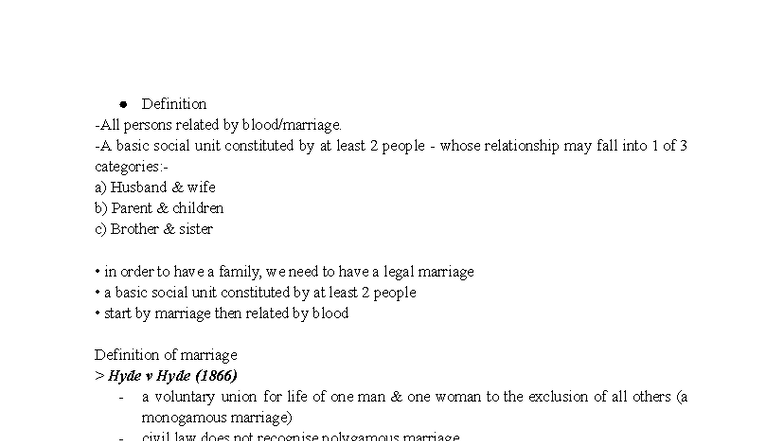 Family Law Introduction: Key Definitions and Concepts - Studocu