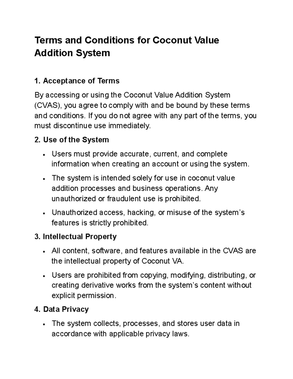 CVAS - adsadazxczczx - Terms and Conditions for Coconut Value Addition ...