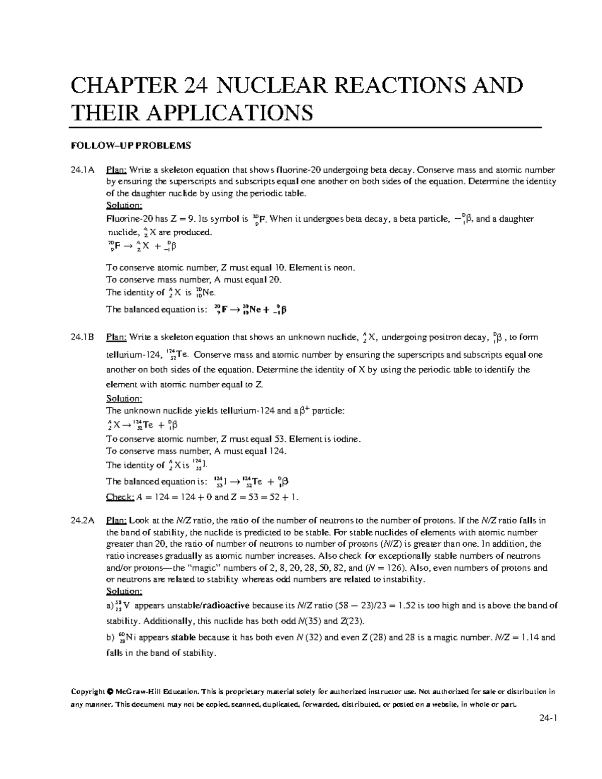 CHAPTER 24 NUCLEAR REACTIONS AND APPLICATIONS PROBLEMS 24.1-24.84 - Studocu