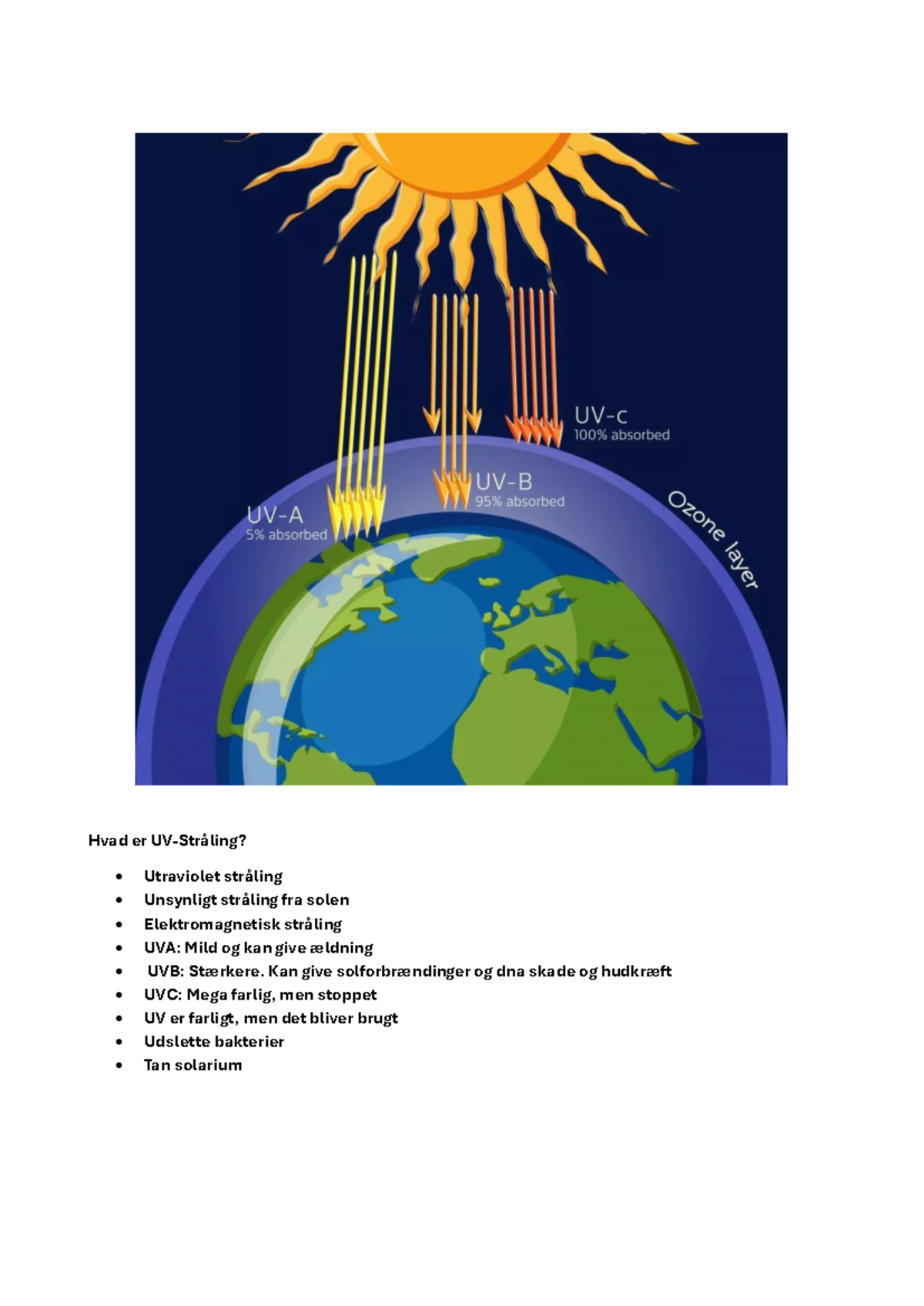 Hvad er UV-stråling? - Farlige typer og Ozonlagets rolle - Studocu