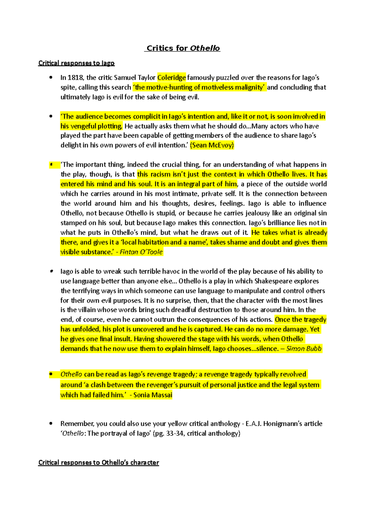 Critical Responses to Othello: An Analysis of Key Characters and Themes ...
