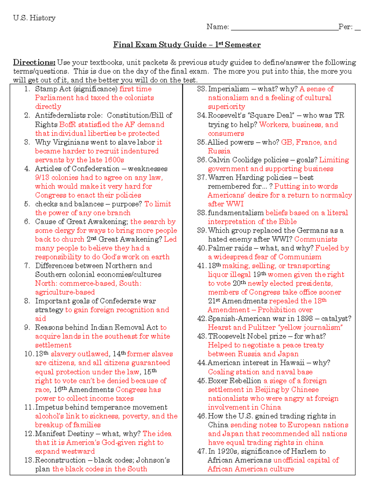 Study guide 1st Semester - - Studocu