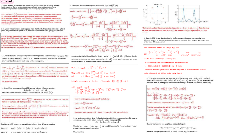 Final Exam: Fourier Series and Transform Analysis (EE 305) - Studocu