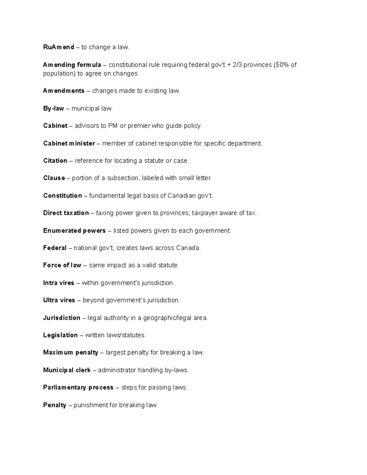 Key Definitions for Constitutional Amendments (Ch 2) - Studocu