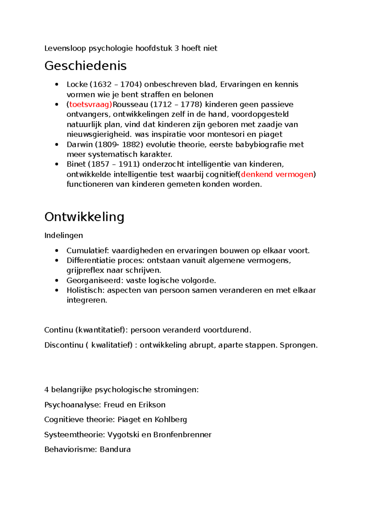 Psychologie van de Levensloop: Hoofdstuk 3 Inzichten en Ontwikkelingen ...