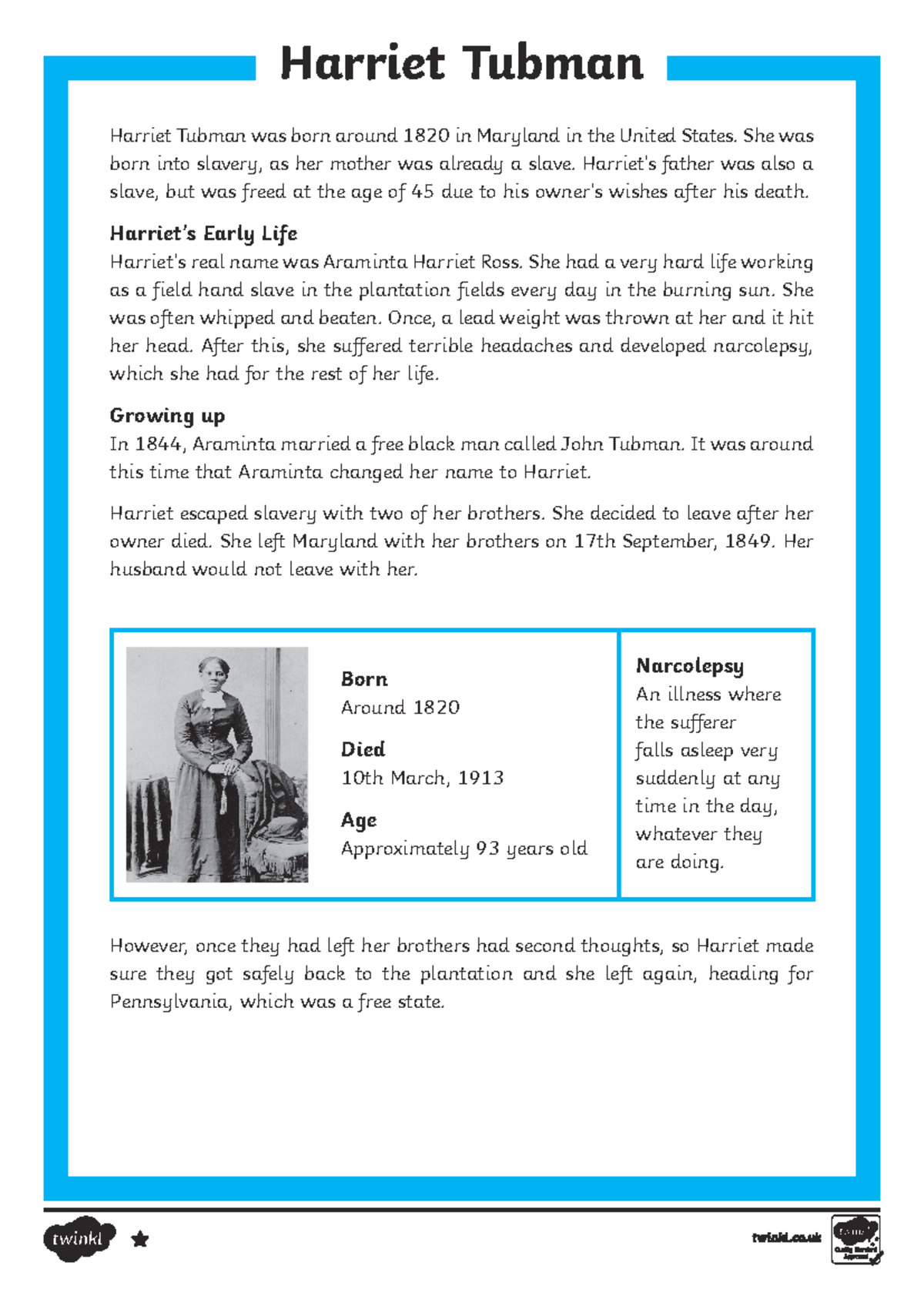 Harriet Tubman - A Biography of Courage and Resilience - Studocu