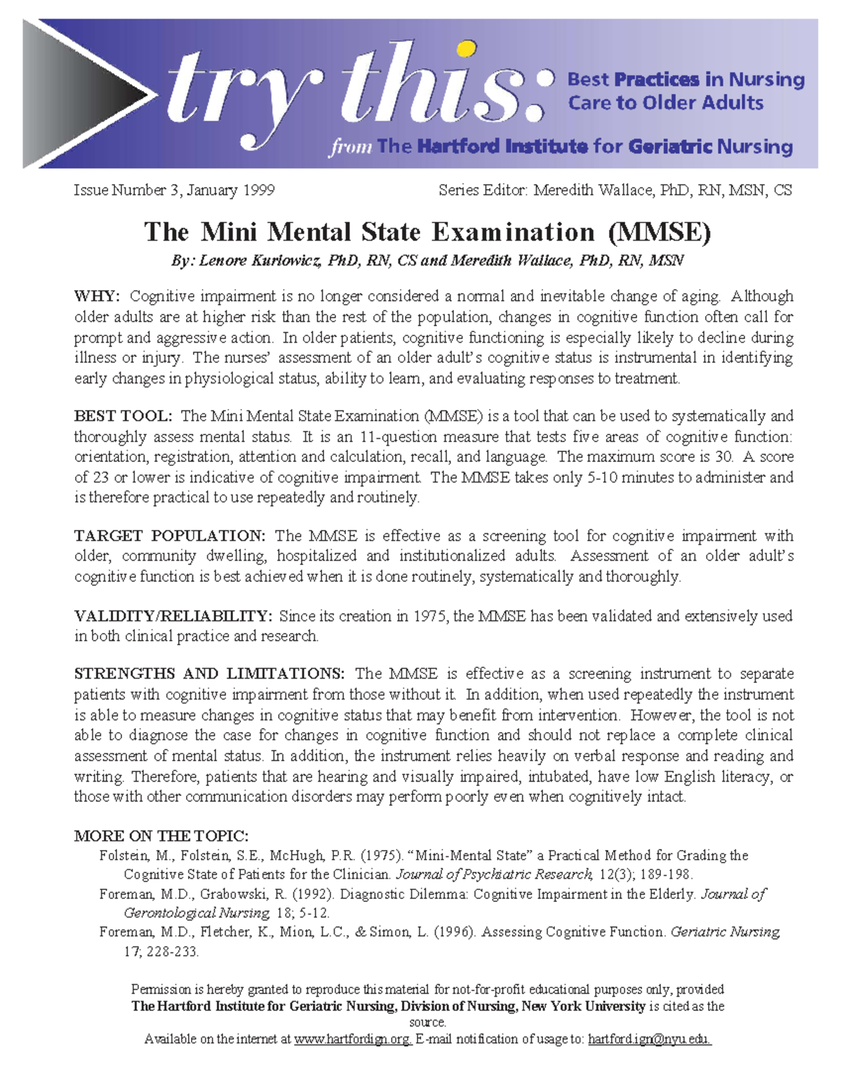 CGA - Assessment Tools: Mini Mental State Exam & Katz ADL Index - Studocu