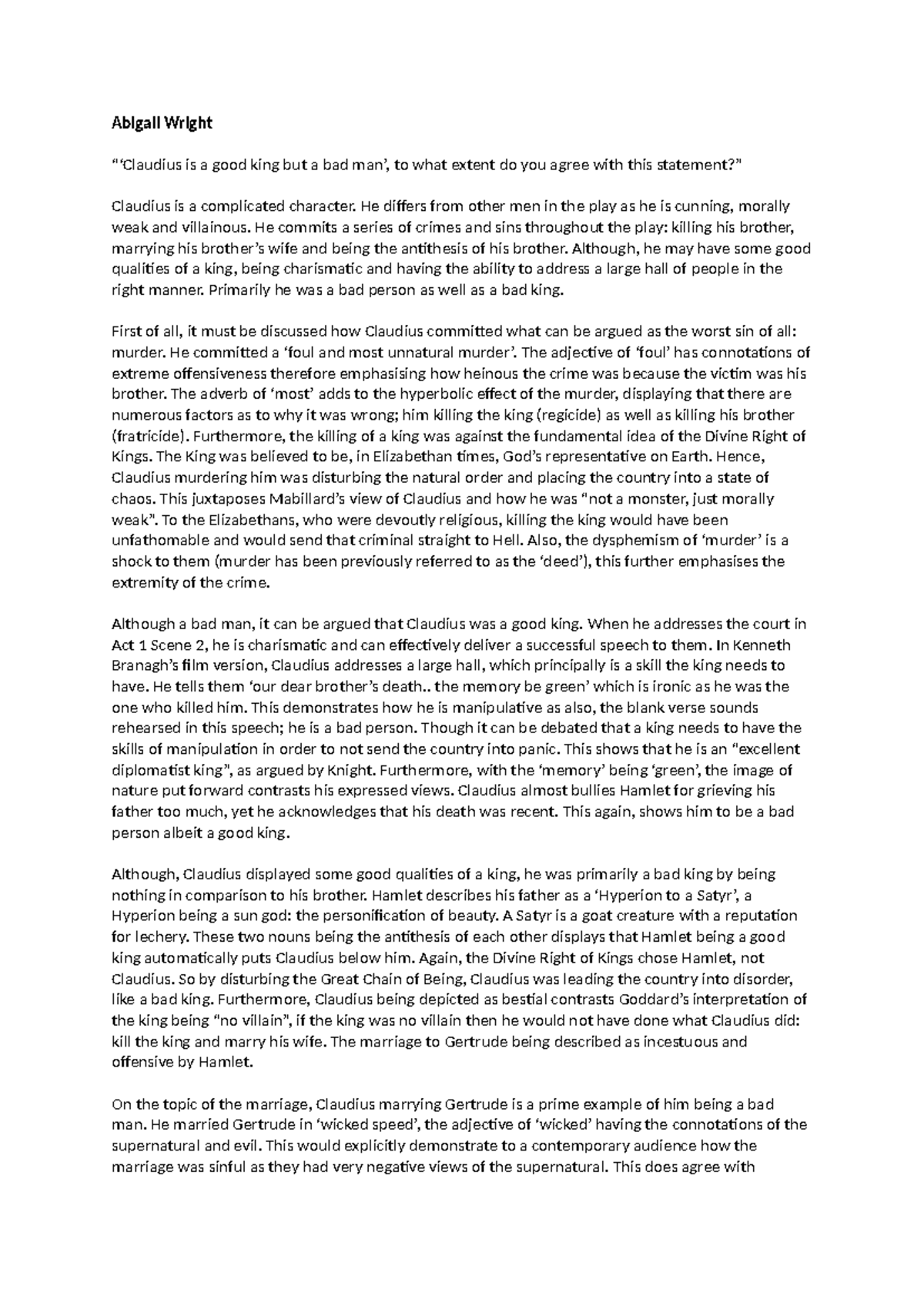 Claudius: A Complex Character in Shakespeare's Hamlet Analysis - Studocu