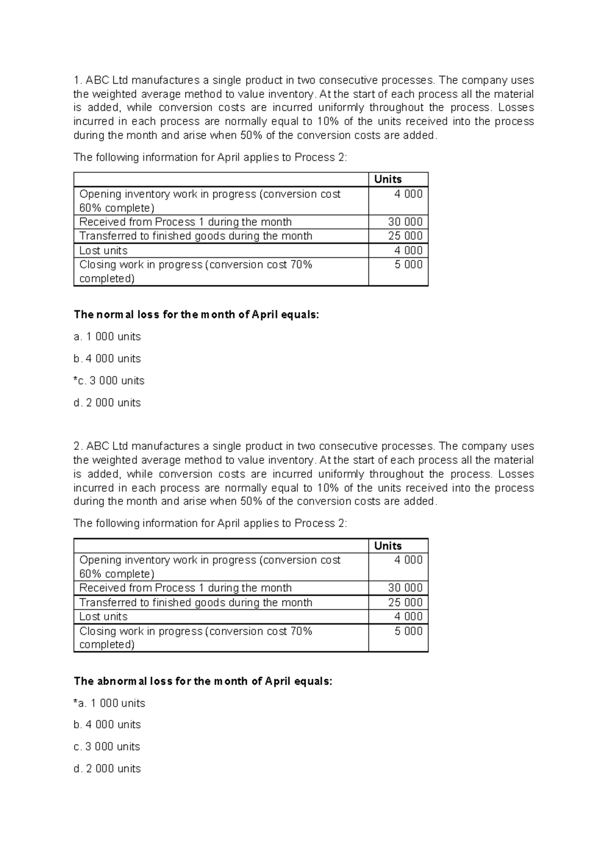 Management Accounting 3 - Class Test 2 Memo 2021 Insights - Studocu