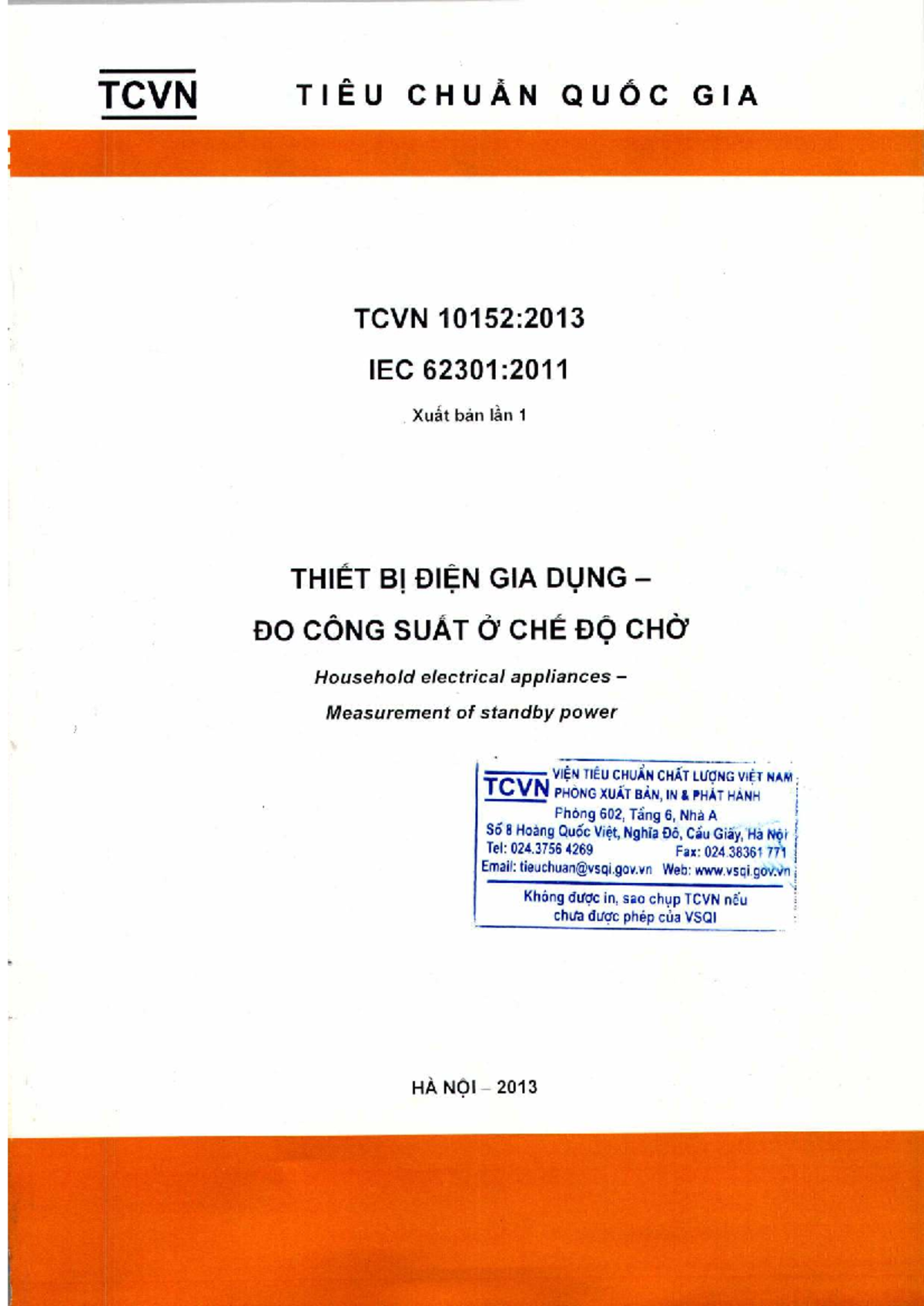 TCVN 10152:2013 IEC 62301:2011 Thiết Bị Điện Gia Dụng - Đo Công Suất ...