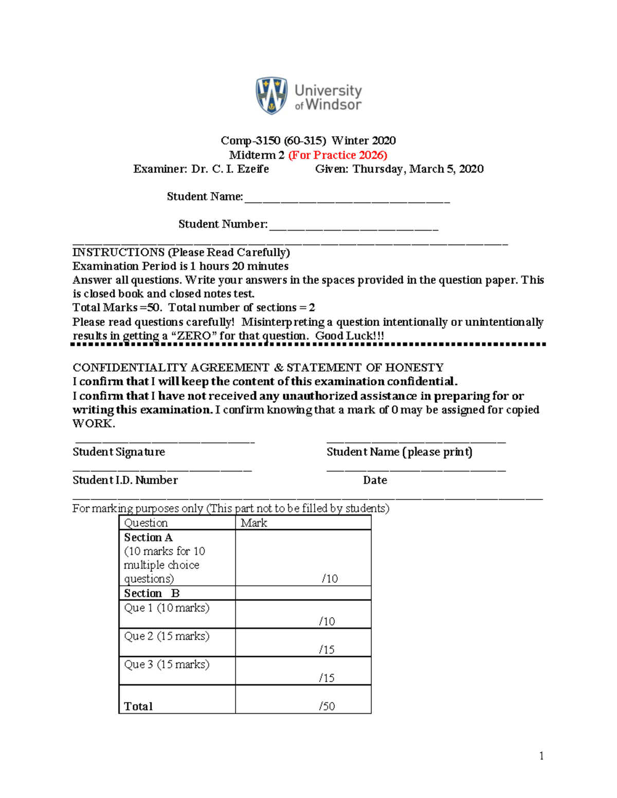 Winter 2020 Midterm 2 Practice Exam (For Practice 2026) - Studocu