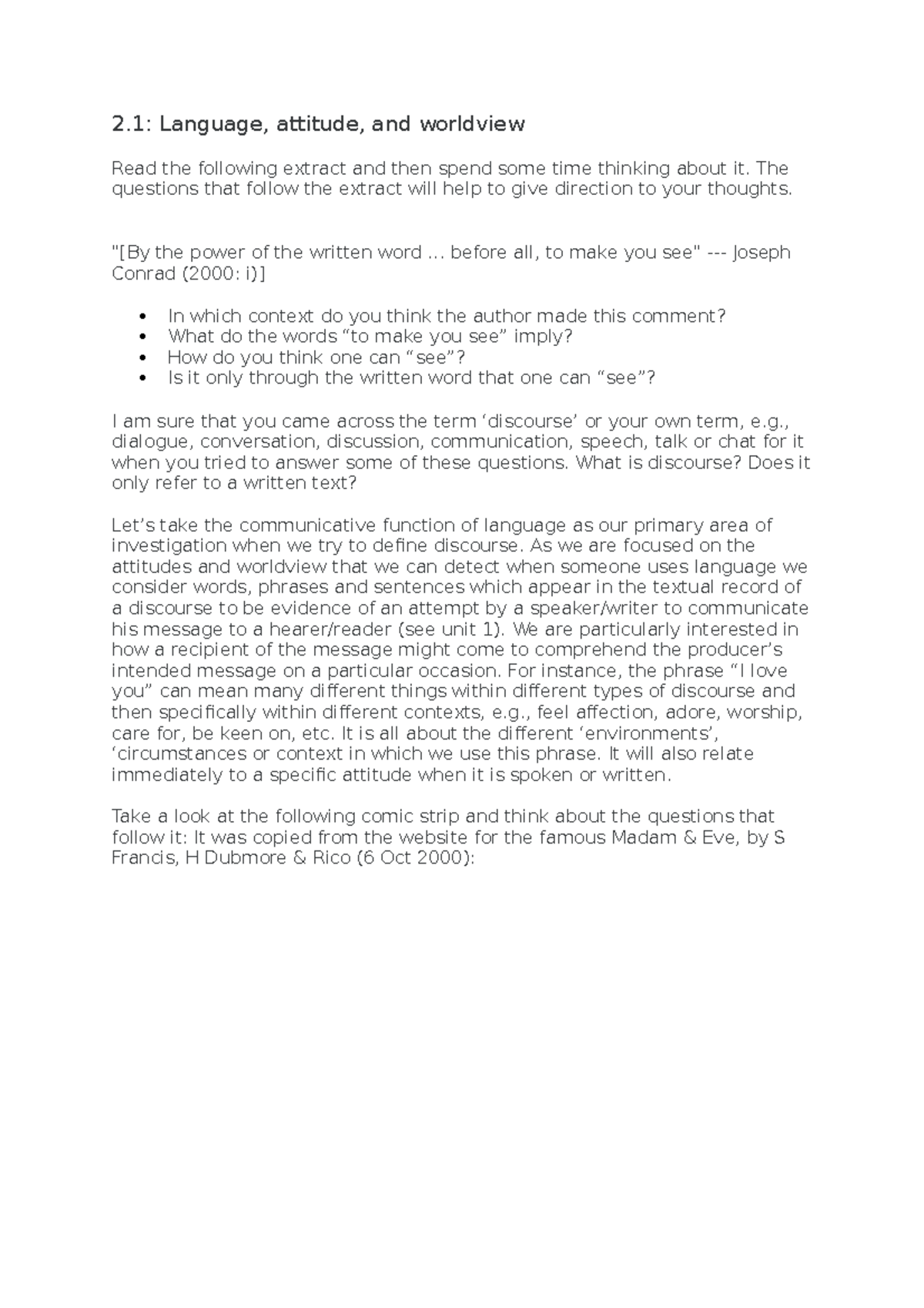 Unit 2: Language, Attitude, and Worldview Exploration - Studocu