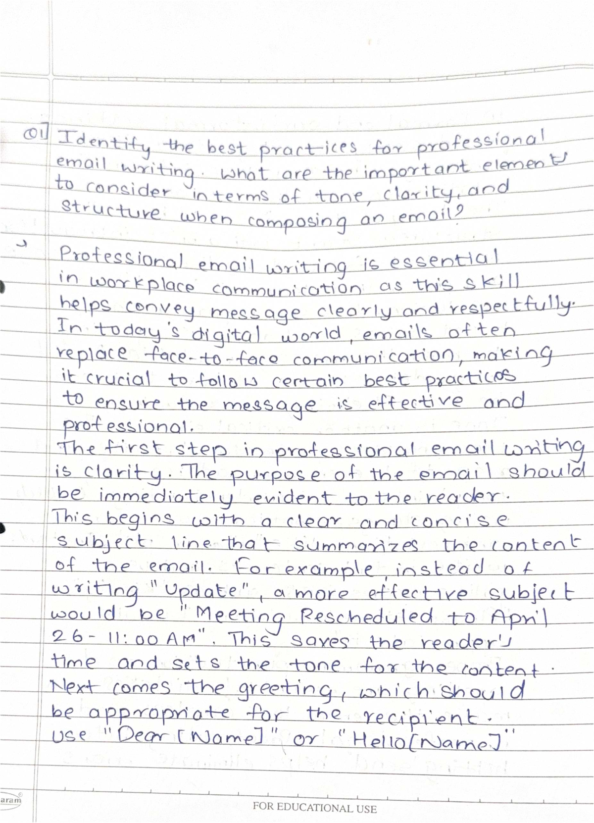 ENG 301: Best Practices for Professional Email Writing - Studocu