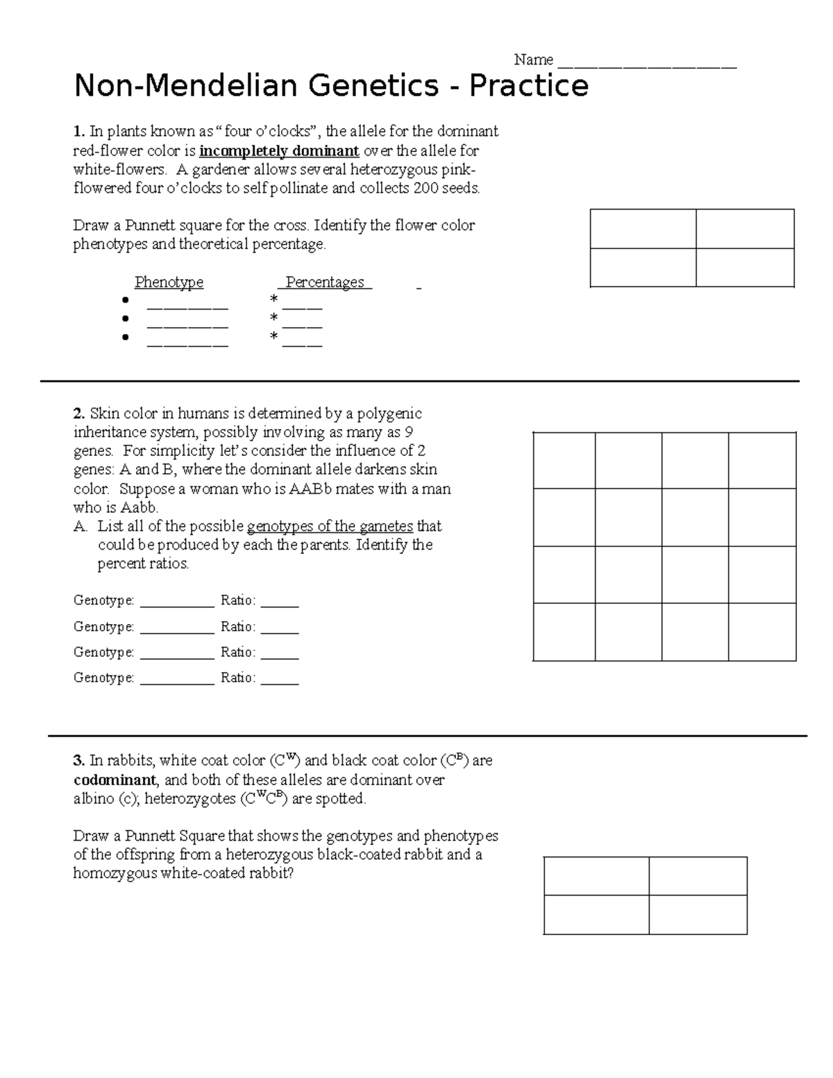 14-15 Nonmendelian practice - Name ______________________ Non-Mendelian ...