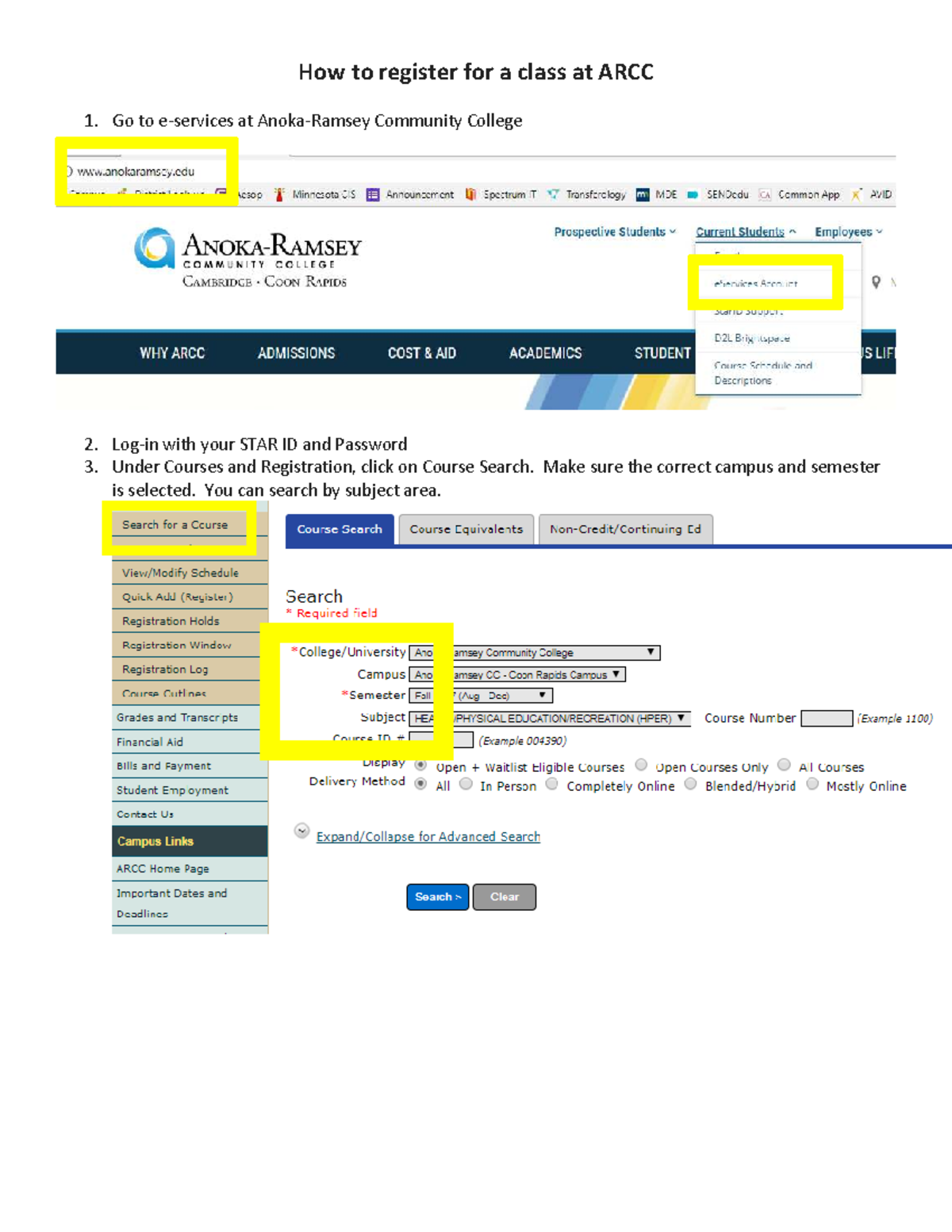 How to Register for Classes at ARCC: Step-by-Step Guide - Studocu