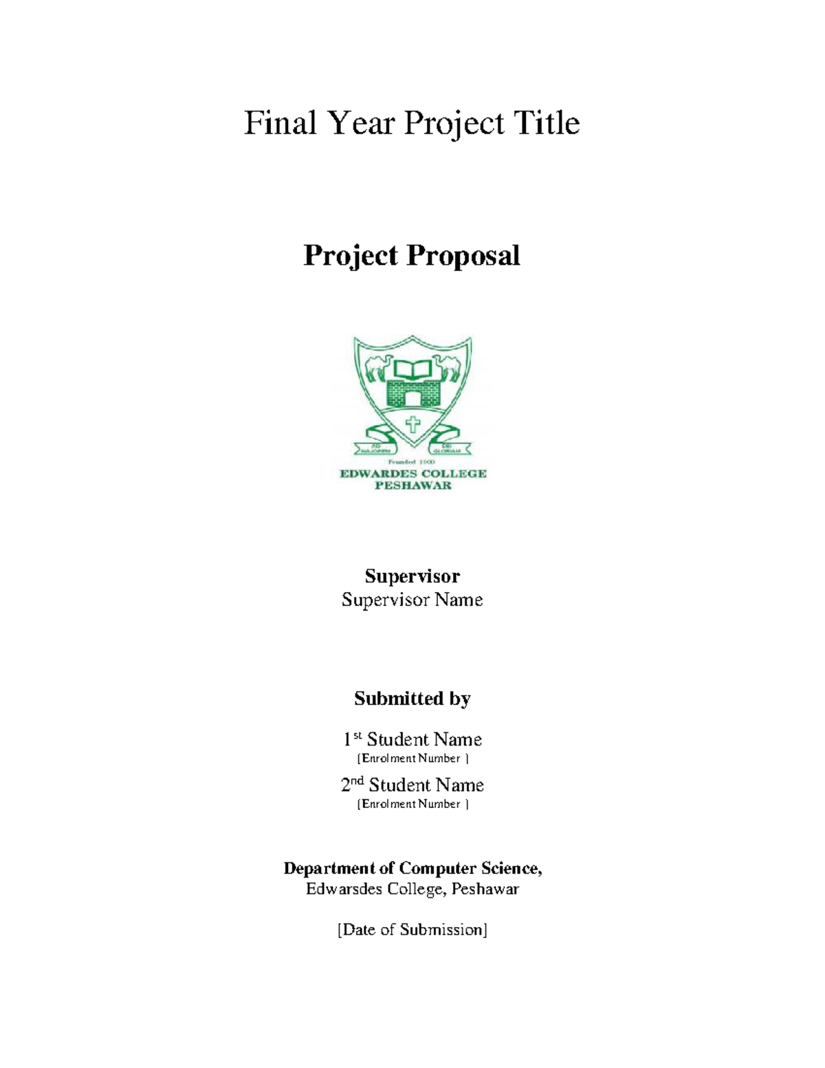 BSCS Project-Proposal-Template - Final Year Project Title Project Proposal Supervisor Supervisor ...