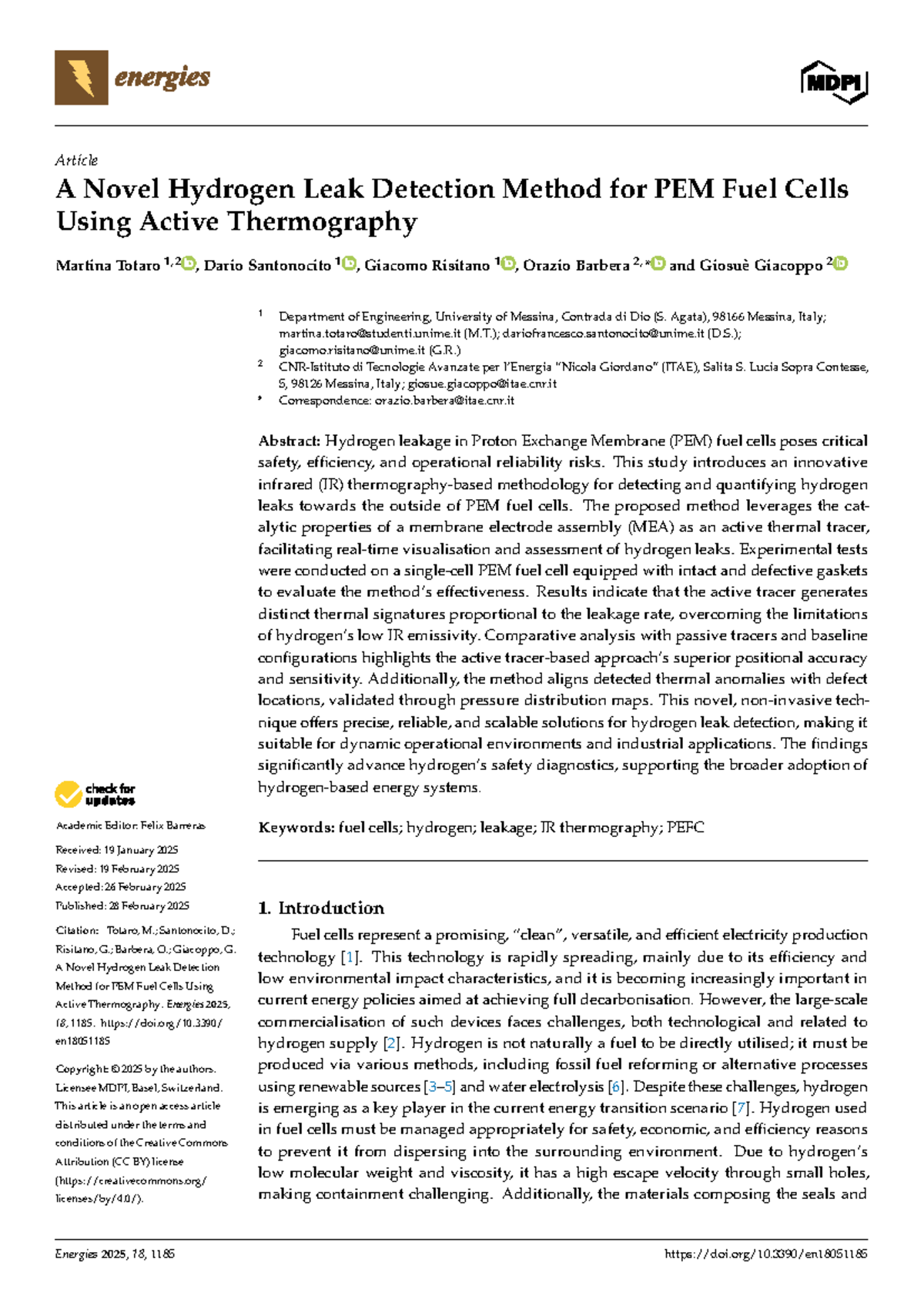 A Novel Method for Hydrogen Leak Detection in PEM Fuel Cells Using ...